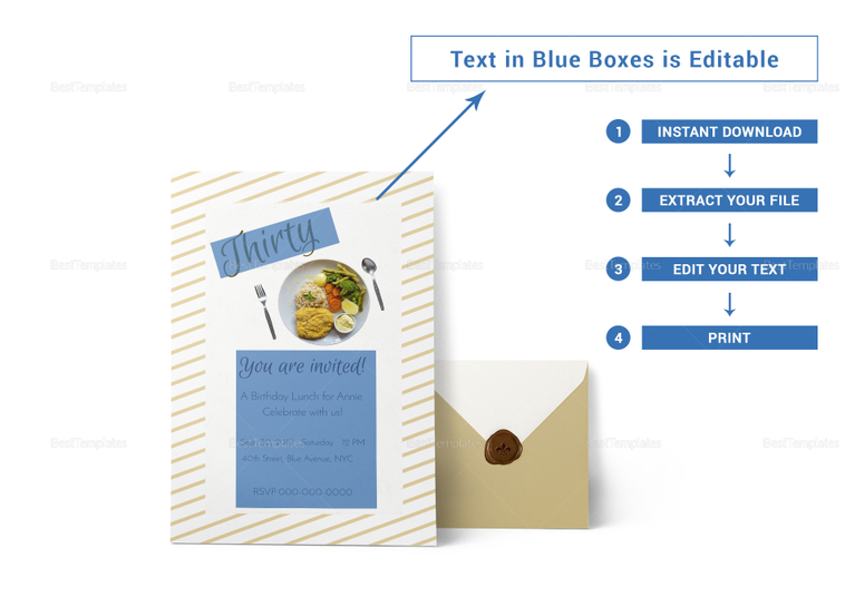 Birthday Lunch Invitation Design Template in PSD, Word, Publisher ...