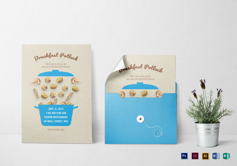Breakfast Potluck Invitation Design Template in PSD, Word, Publisher ...