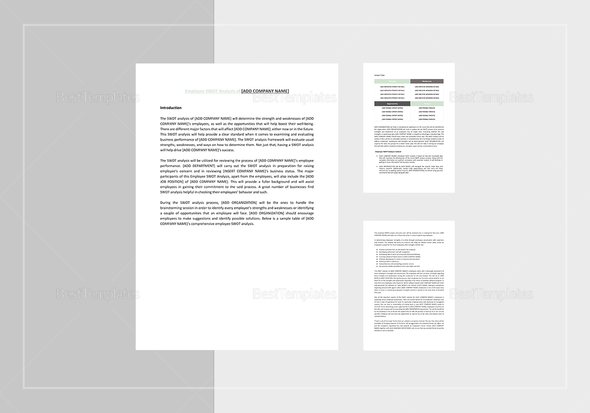 Sample Employee SWOT Analysis Template in Word, Google Docs, Apple Pages