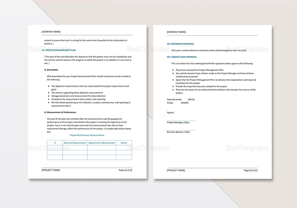 Project Management Plan Template in Word, Google Docs, Apple Pages