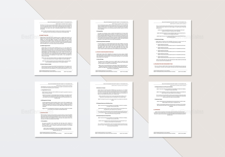Real Estate Business Plan Template in Word, Google Docs, Apple Pages