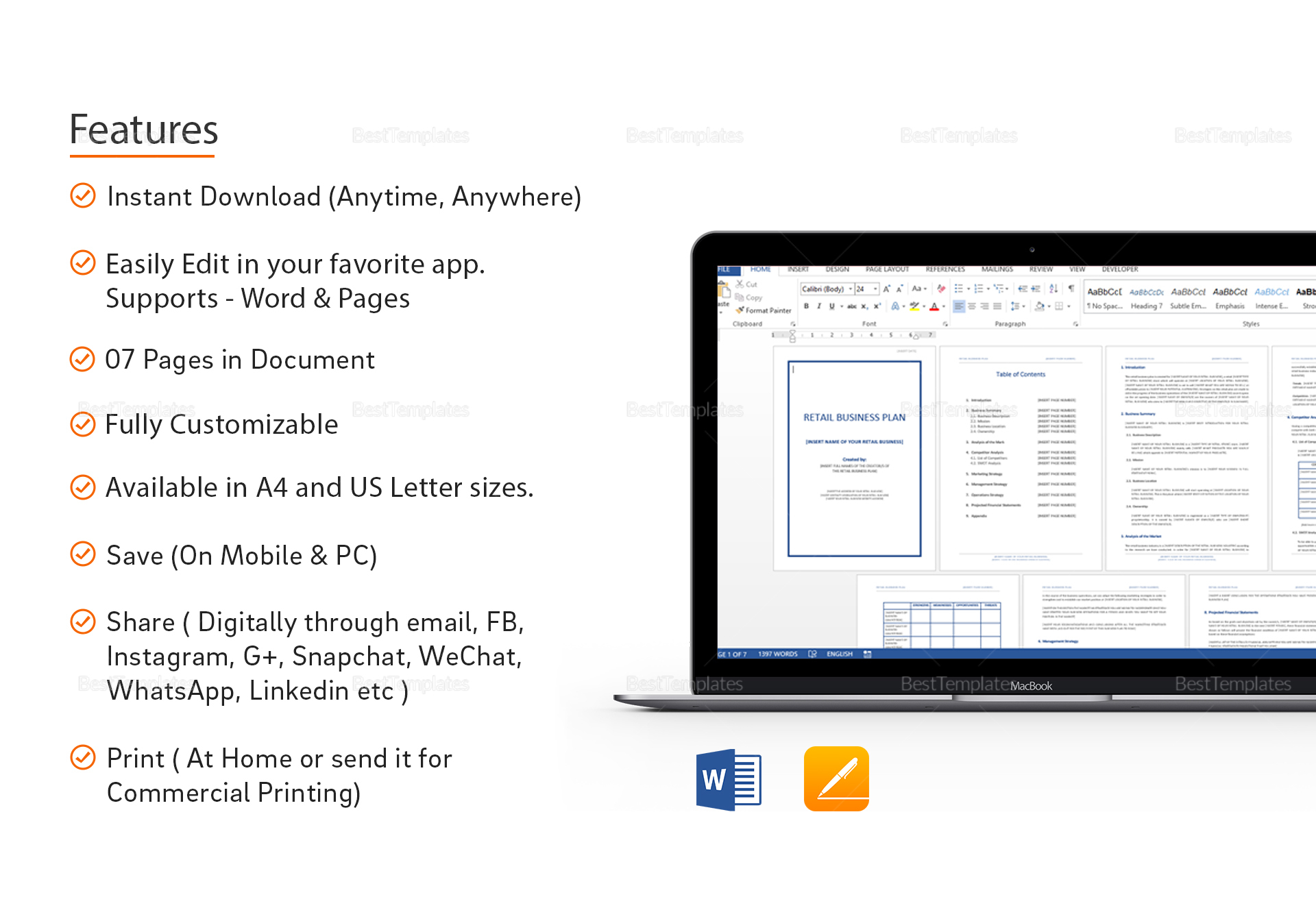Retail Business Plan Template in Word, Google Docs, Apple Pages