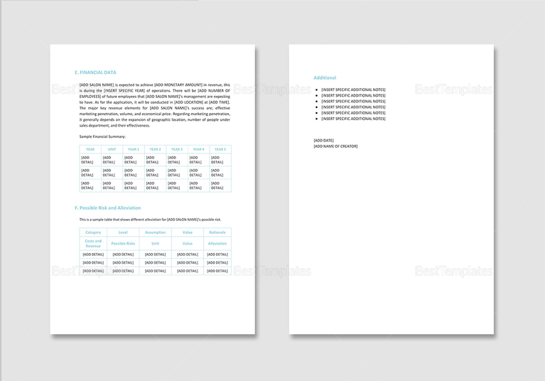 Salon Business Plan Template in Word, Google Docs, Apple Pages