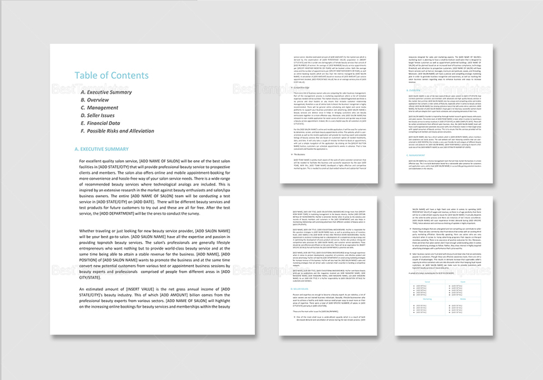 Salon Business Plan Template in Word, Google Docs, Apple Pages