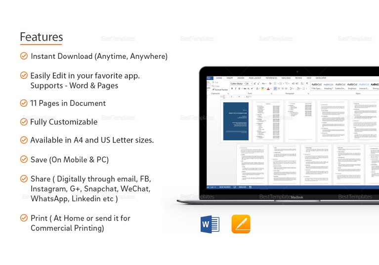 Business Plan Outline Template in Word, Google Docs, Apple Pages