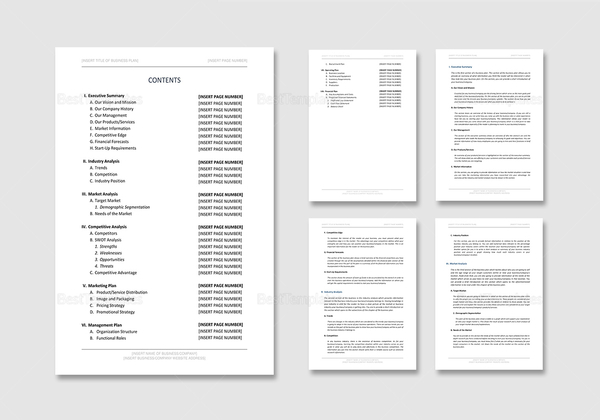 Business Plan Outline Template in Word, Google Docs, Apple Pages