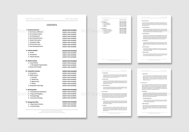 Business Plan Outline Template in Word, Google Docs, Apple Pages