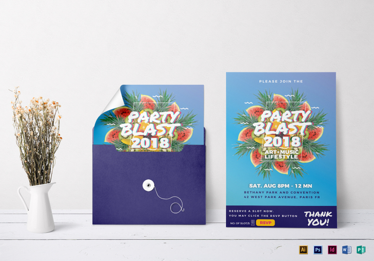 Party Blast Invitation Design Template in PSD, Word, Publisher ...