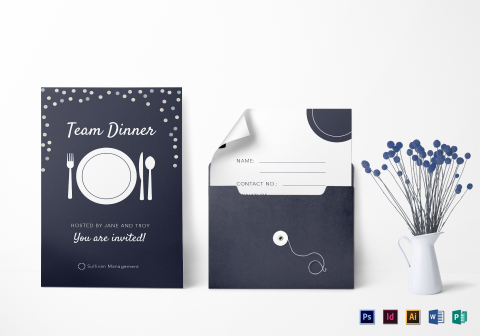 Elegant Team Dinner Invitation Design Template in PSD, Word, Publisher ...