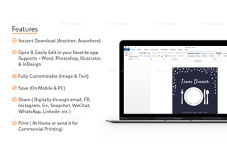 Elegant Team Dinner Invitation Design Template in PSD, Word, Publisher ...