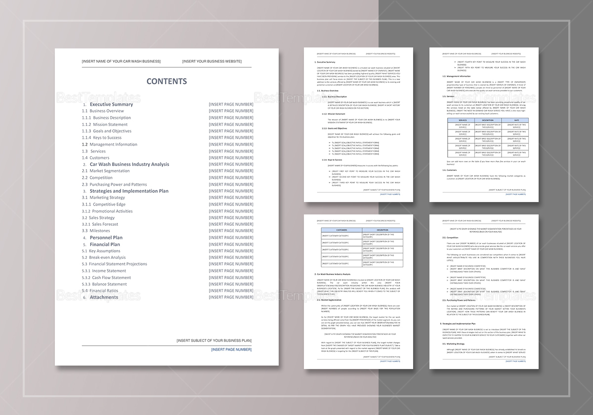 Car Wash Business Plan Template in Word, Google Docs, Apple Pages