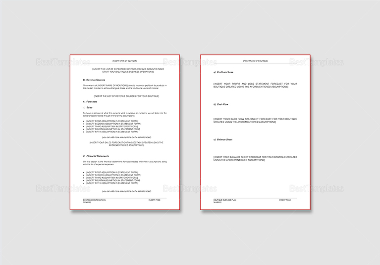 Boutique Business Plan Template in Word, Google Docs, Apple Pages