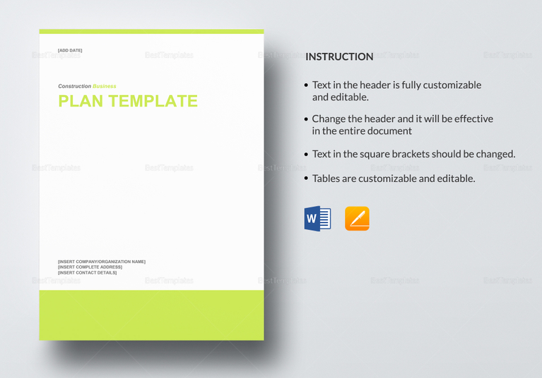 Construction Business Plan Template in Word, Google Docs, Apple Pages