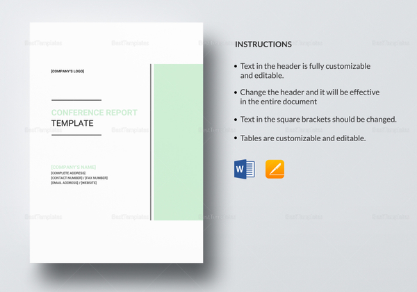 Conference Report Template in Word, Google Docs, Apple Pages