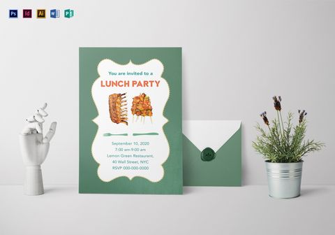 Lunch Party Invitation Design Template in PSD, Word, Publisher ...