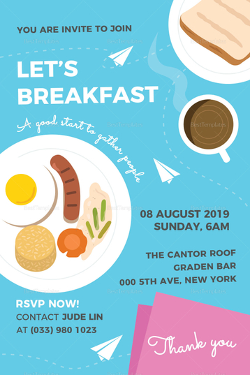 Sample Breakfast Invitation Design Template in PSD, Word, Publisher ...