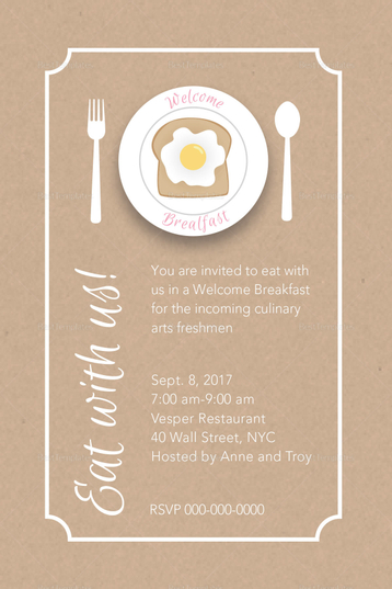 Freshmen Welcome Breakfast Invitation Design Template in PSD, Word ...