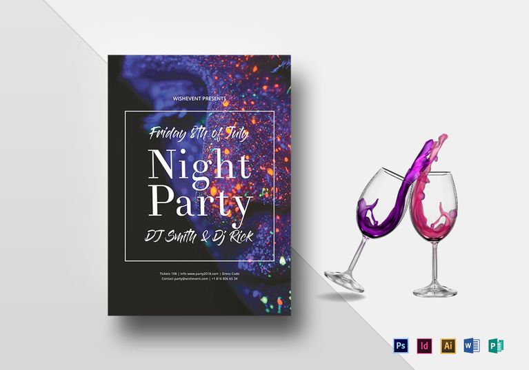 Classy Night Flyer Design Template in PSD, Word, Publisher, Illustrator ...