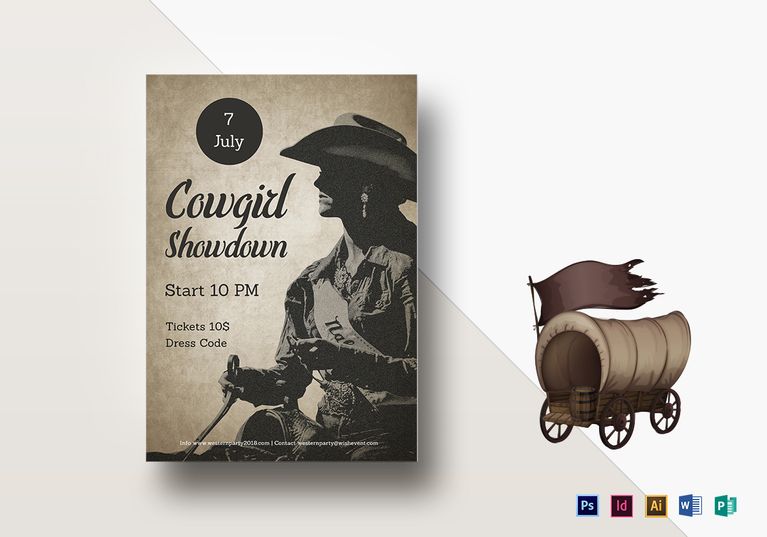 Cowgirl Showdown Flyer Design Template in PSD, Word, Publisher ...