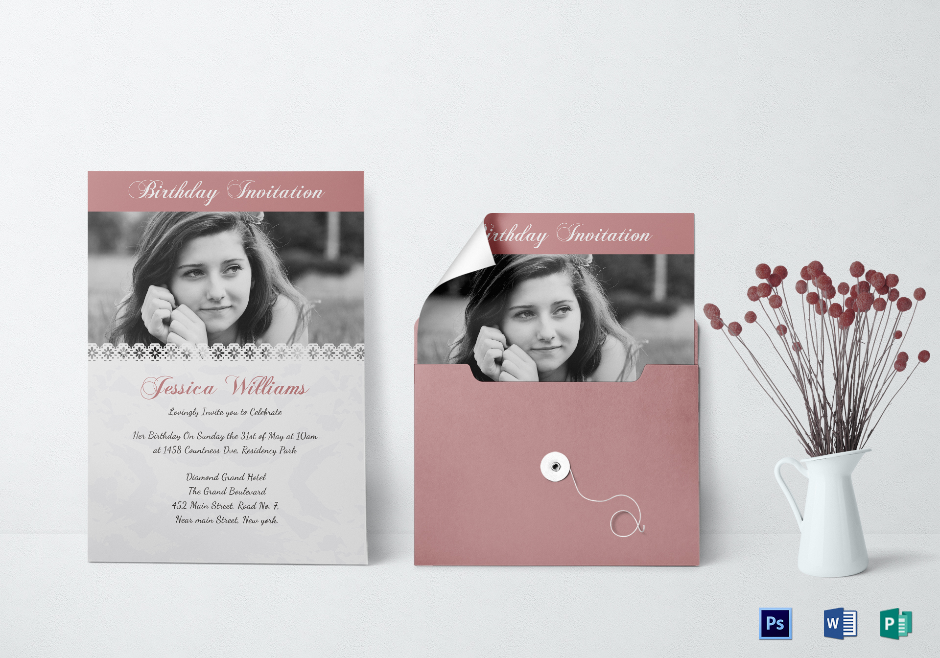 Birthday Invitation Card Design Template In Word PSD Illustrator 
