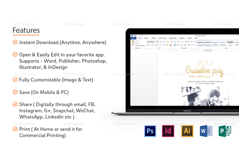 Graduation Party Flyer Design Template in PSD, Word, Publisher ...