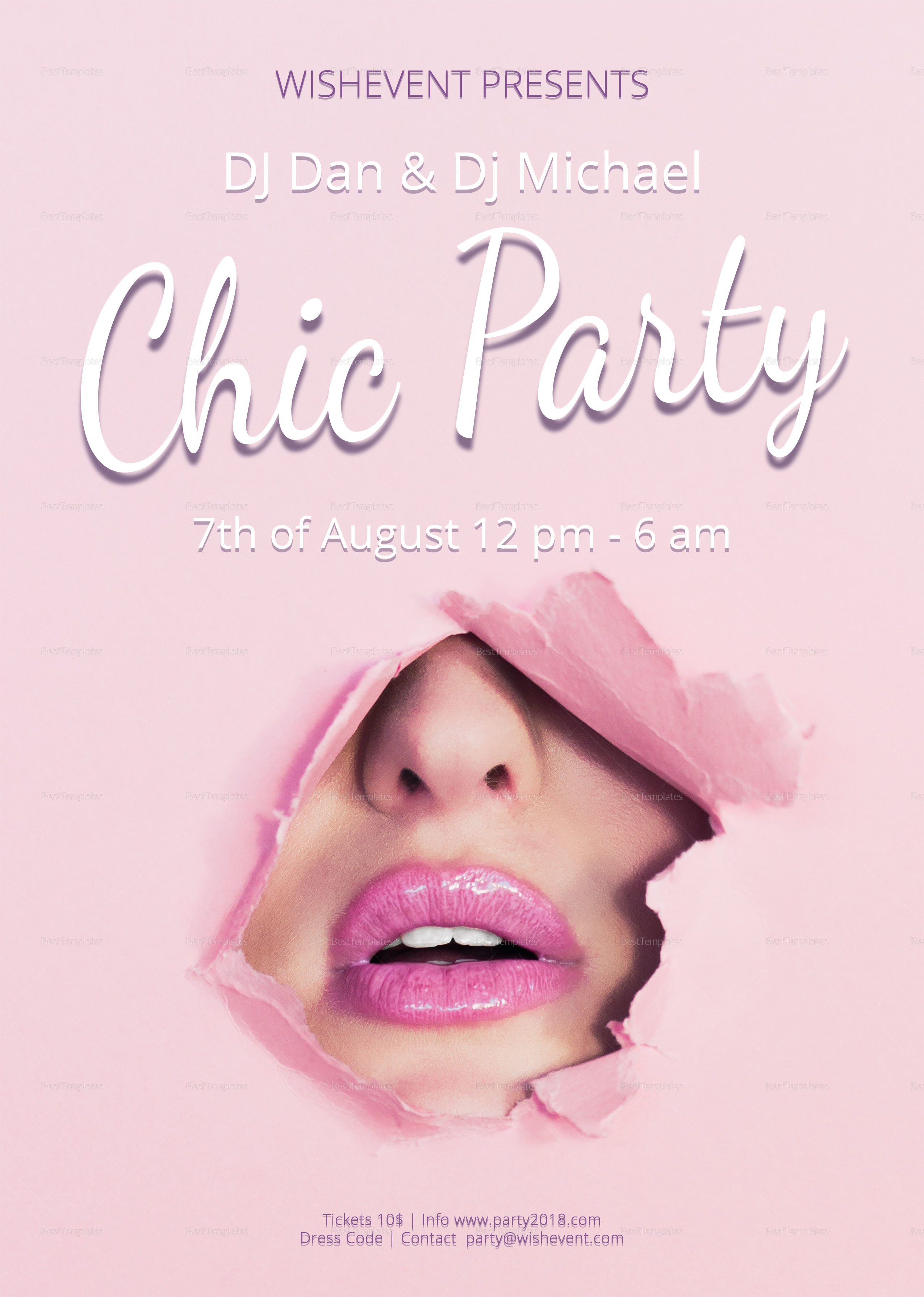 Chic Party Flyer Design Template in PSD, Word, Publisher, Illustrator ...