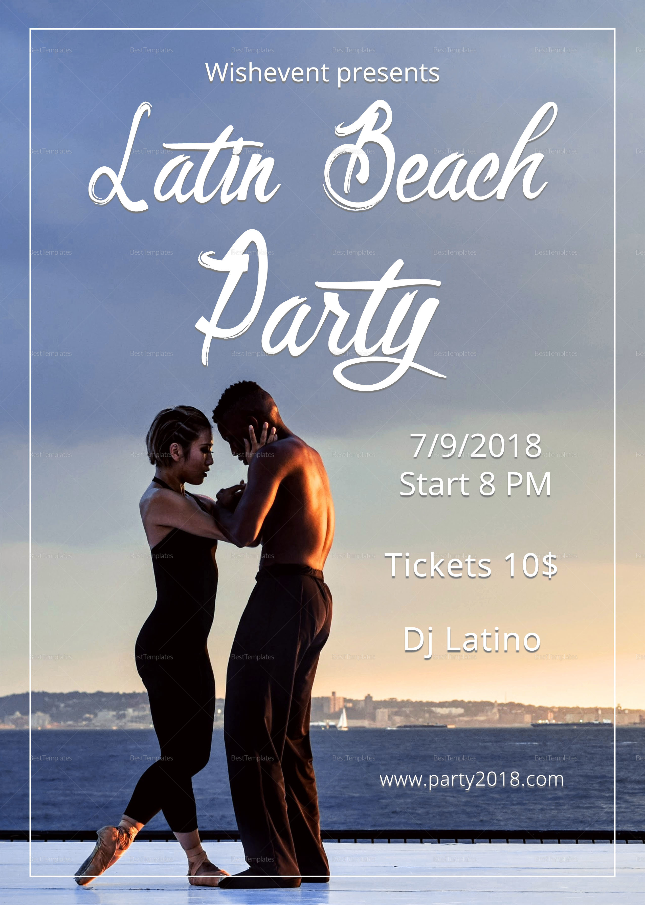 Latin Nights Beach Flyer Design Template in PSD, Word, Publisher ...