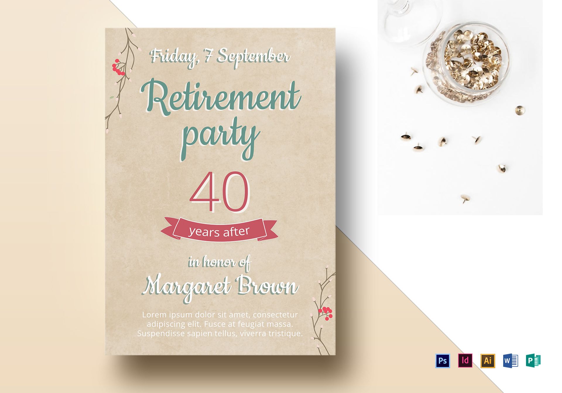 Retirement Party Flyer Design Template In PSD Word Publisher 