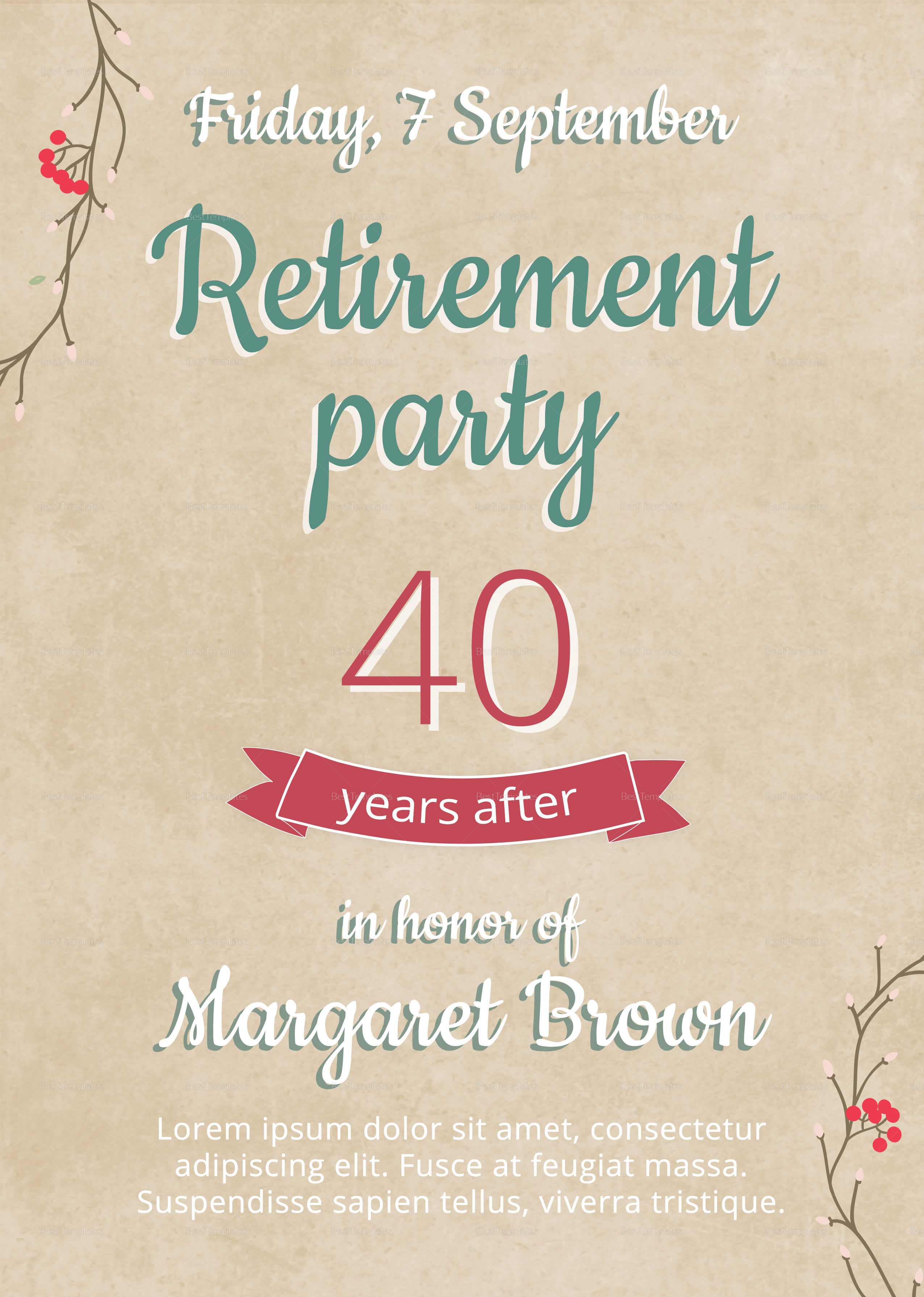 Retirement Party Flyer Design Template In PSD Word Publisher 