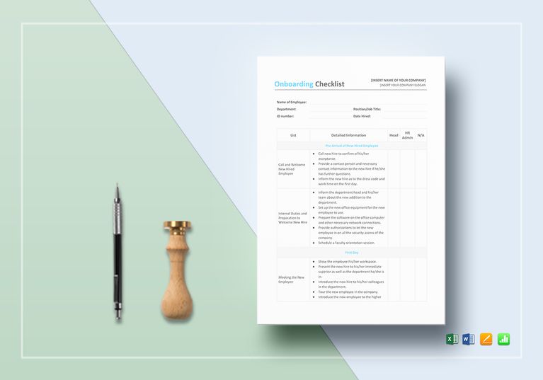 Onboarding Checklist Template in Word, Excel, Apple Pages, Numbers