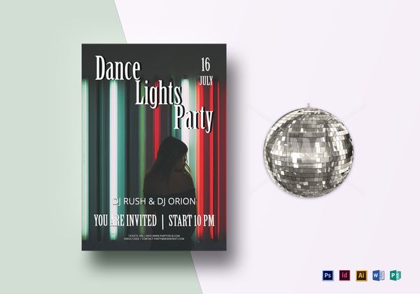 Melodic Dance Mix Lights Flyer Design Template in PSD, Word, Publisher ...