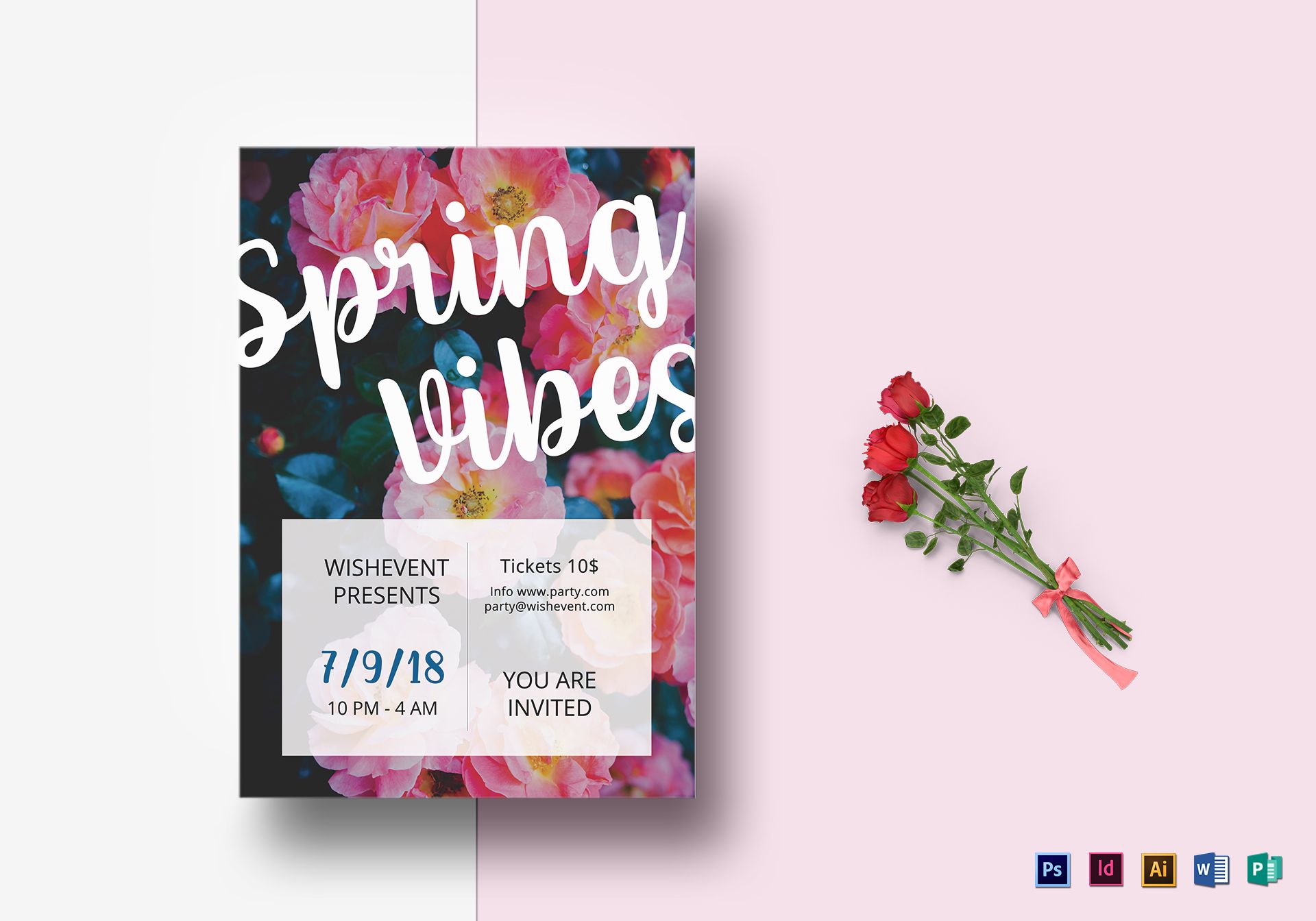 Spring Vibes Flyer Design Template in PSD, Word, Publisher, Illustrator ...