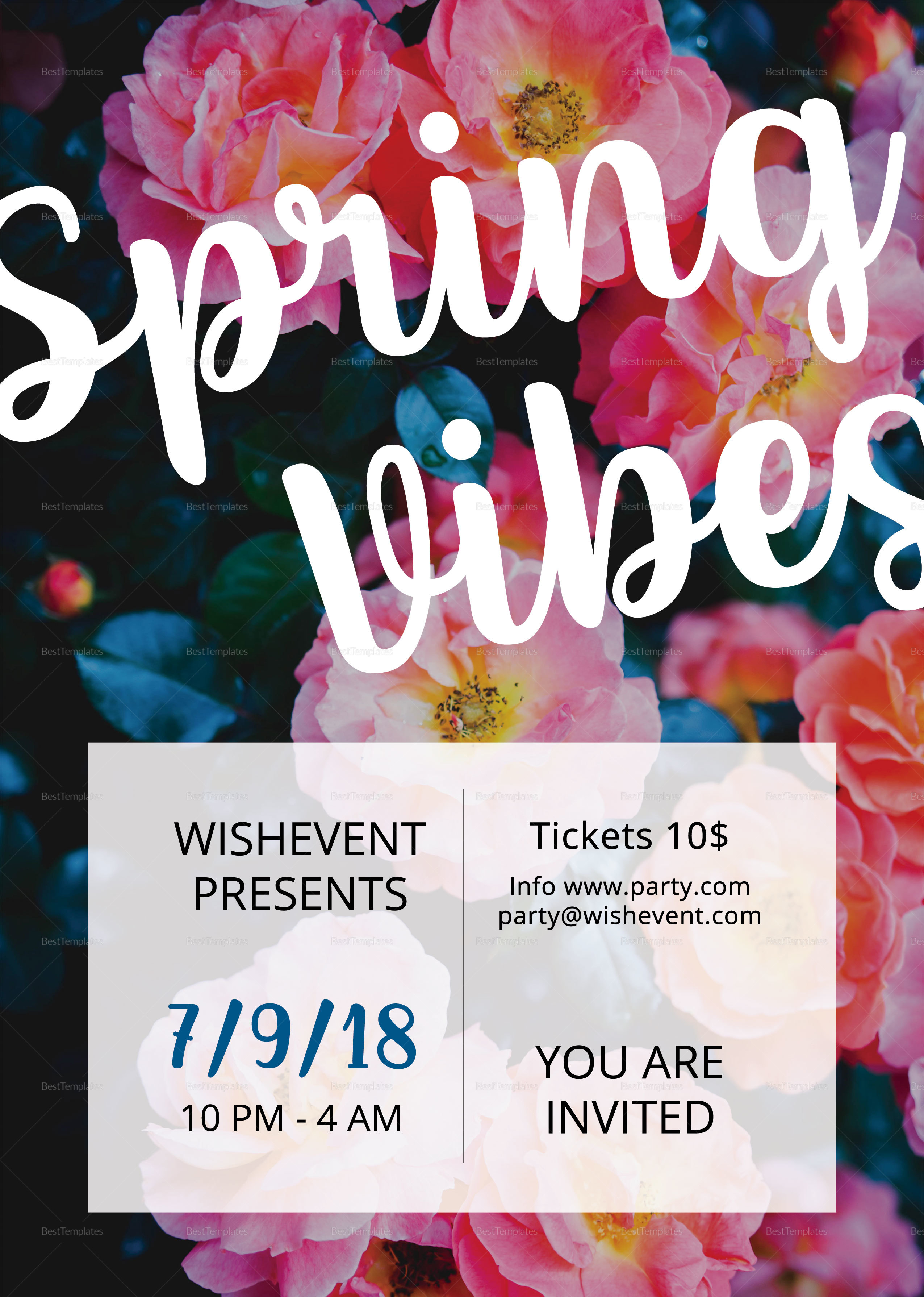 Spring Vibes Flyer Design Template in PSD, Word, Publisher, Illustrator ...