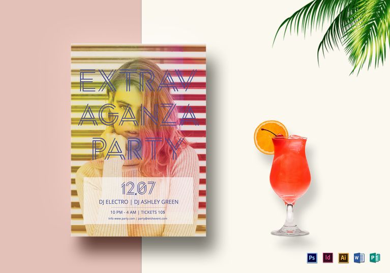 Extravaganza Party Flyer Design Template in PSD, Word, Publisher ...