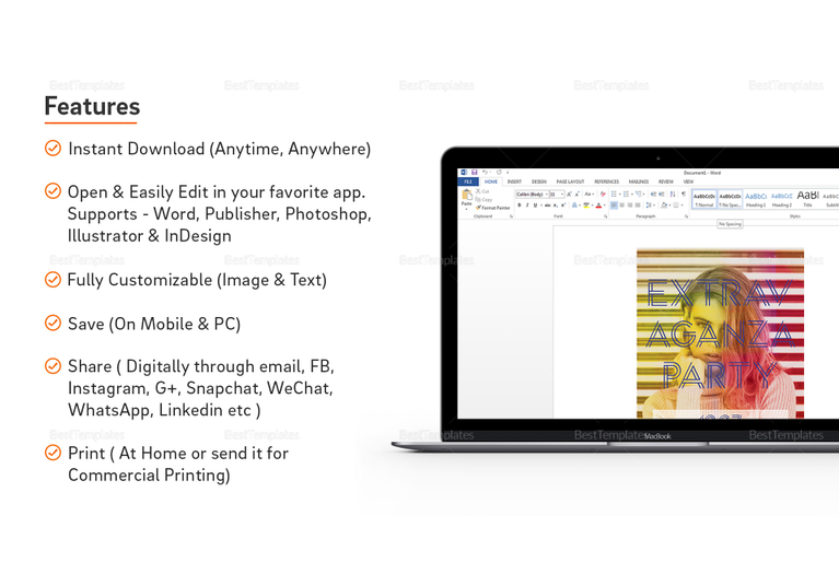 Extravaganza Party Flyer Design Template in PSD, Word, Publisher ...