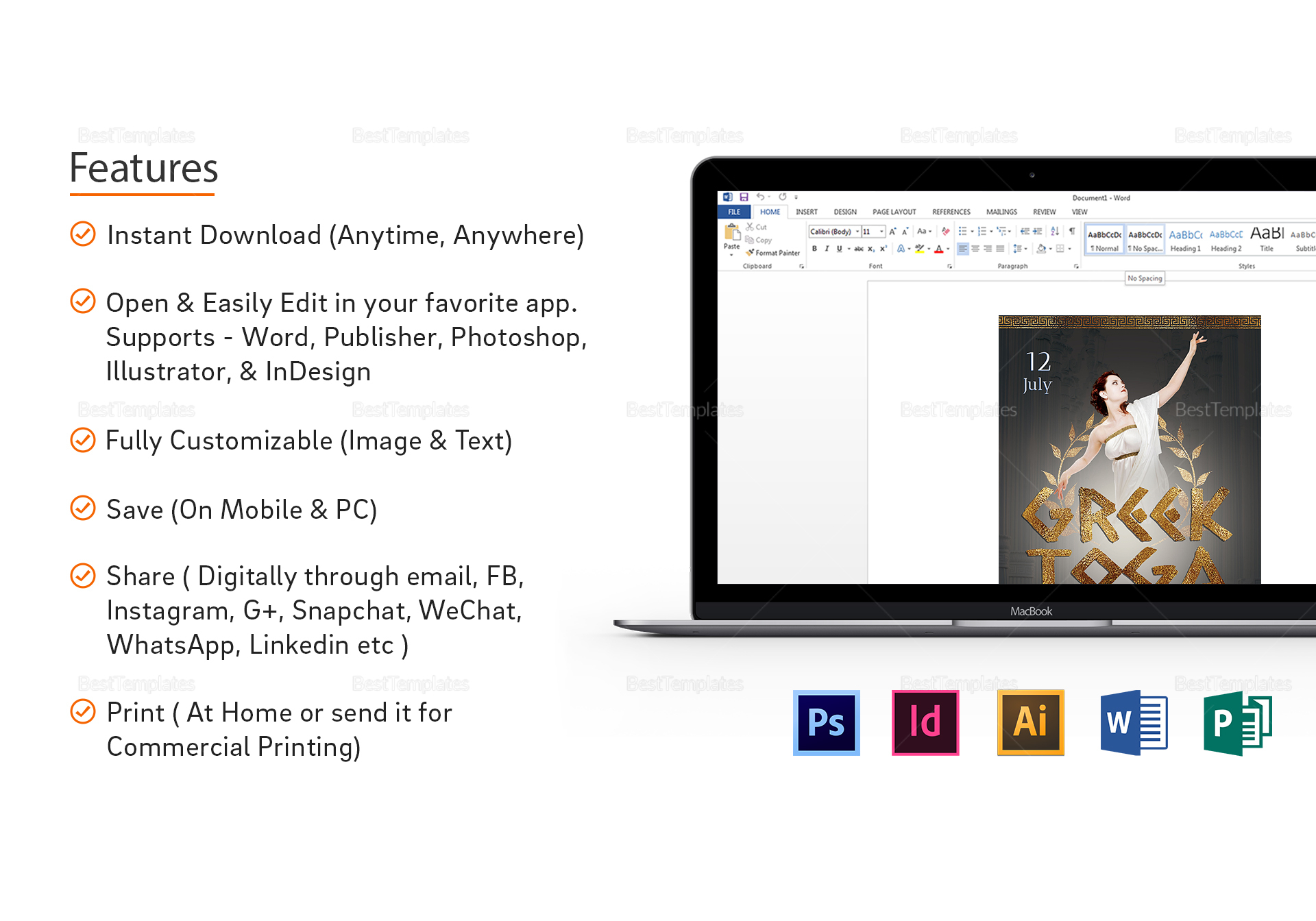 Greek Toga Party Flyer Design Template in PSD, Word, Publisher ...