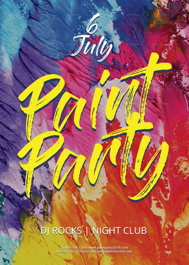 Paint Party Flyer Design Template in PSD, Word, Publisher, Illustrator ...
