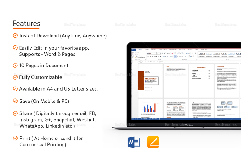 IT Management Report Template in Word, Google Docs, Apple Pages
