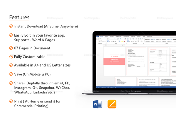 IT Incident Report Template in Word, Google Docs, Apple Pages