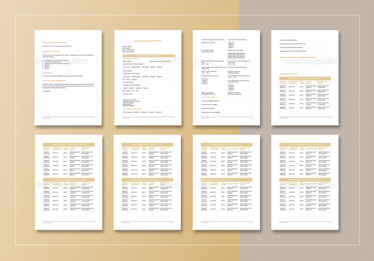 Construction Incident Report Template in Word, Google Docs, Apple Pages