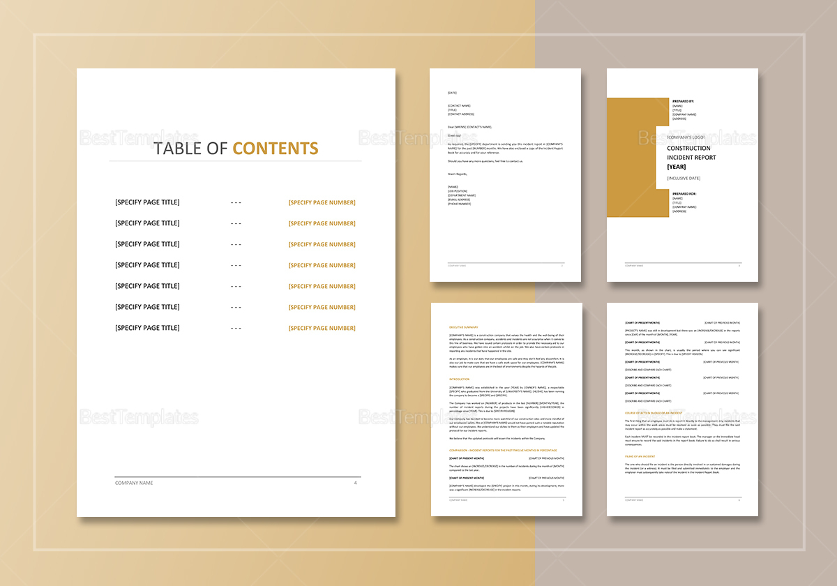 Construction Incident Report Template in Word, Google Docs, Apple Pages