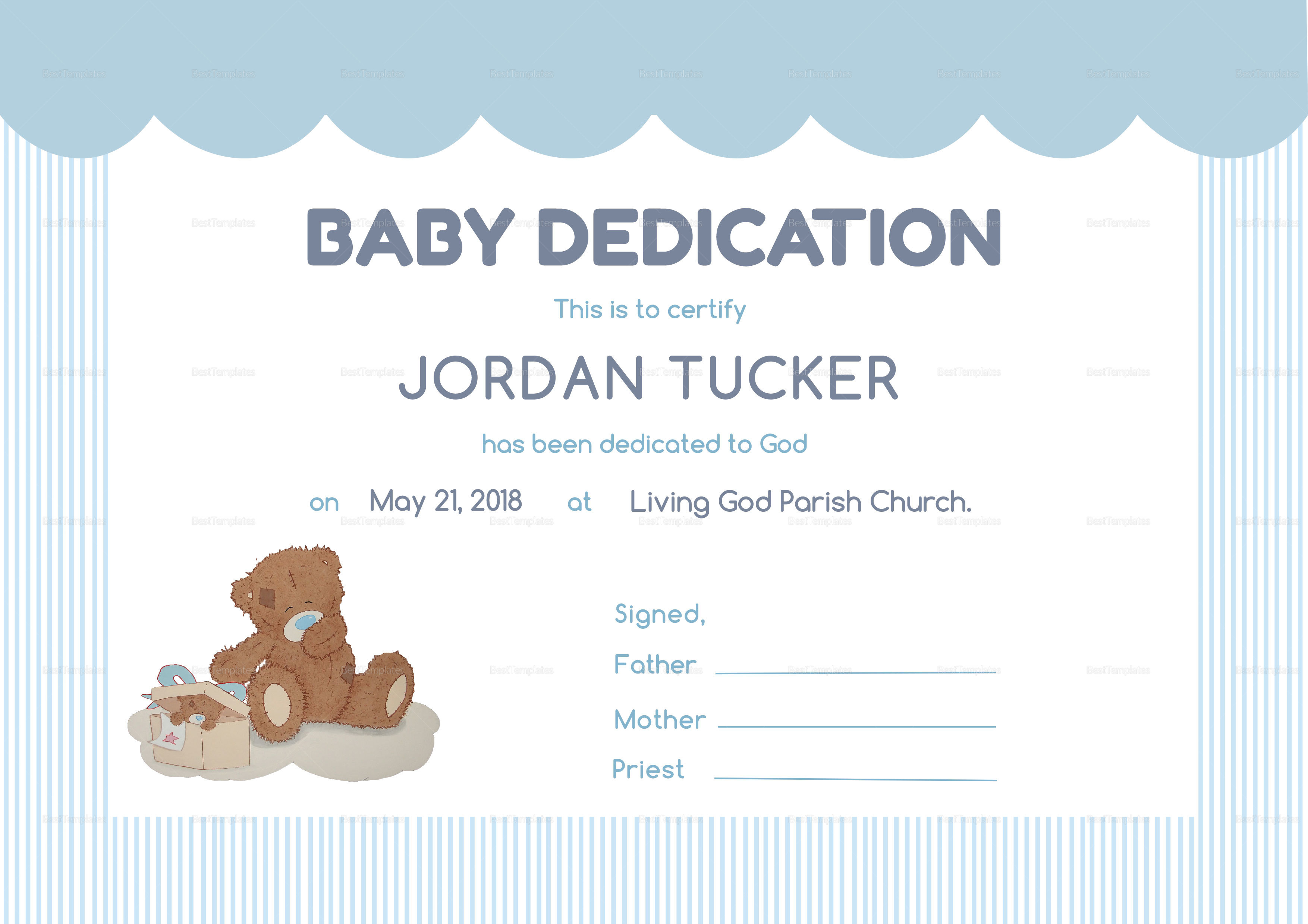 Baby Dedication Certificate Design Template In PSD Word Publisher 