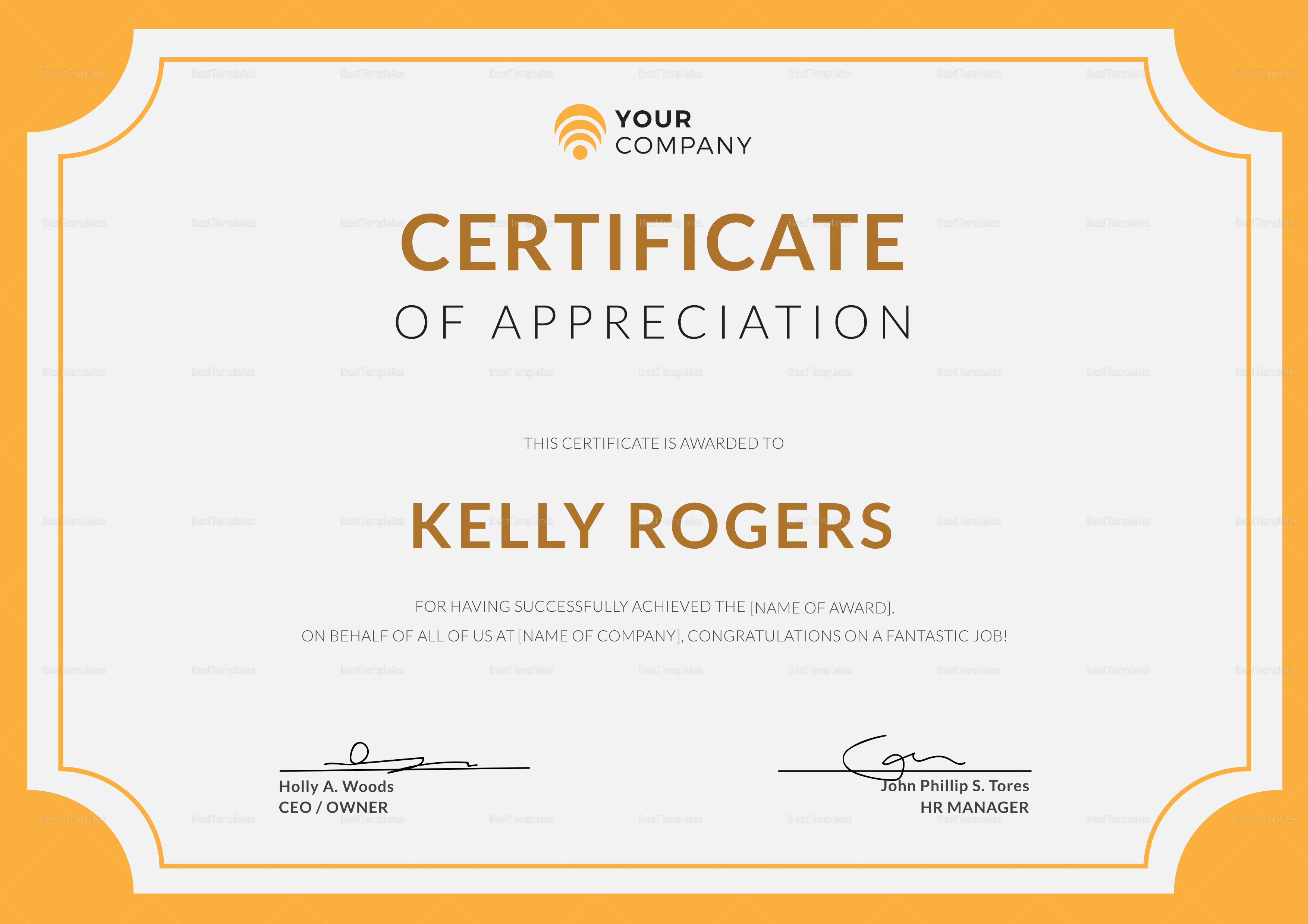 Appreciation Certificate Design Template In PSD Word Publisher