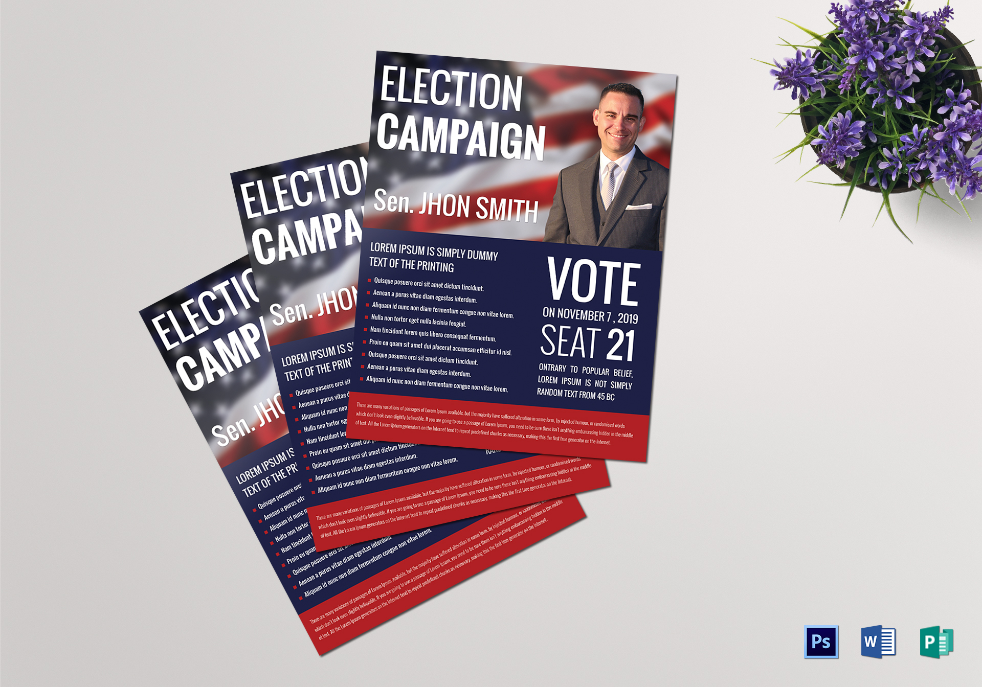 Political Campaign Flyer Design Template In Word PSD Publisher