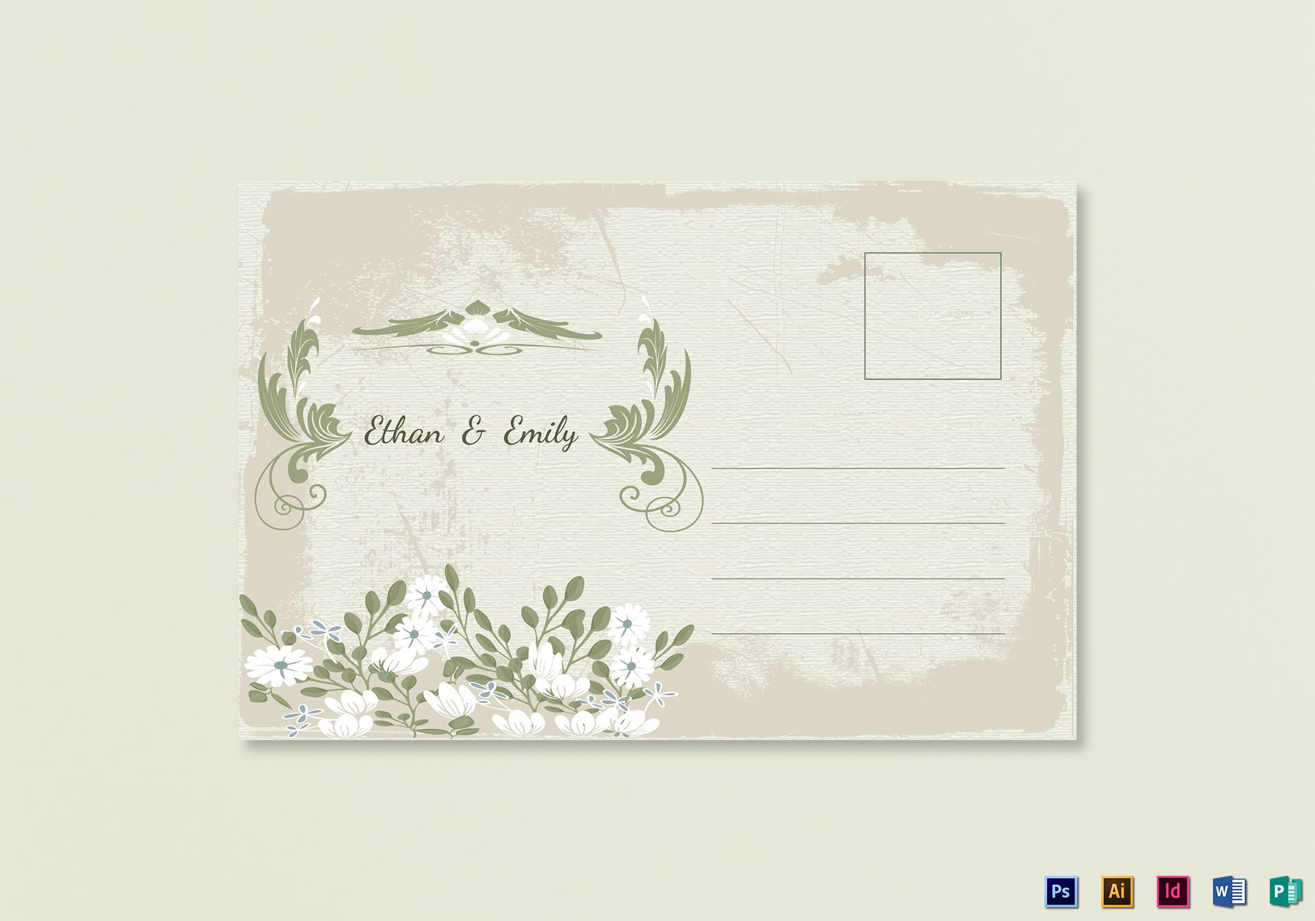 Postcard Template Wedding