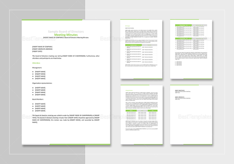 Board of Directors Meeting Minutes Template in Word, Google Docs, Apple ...