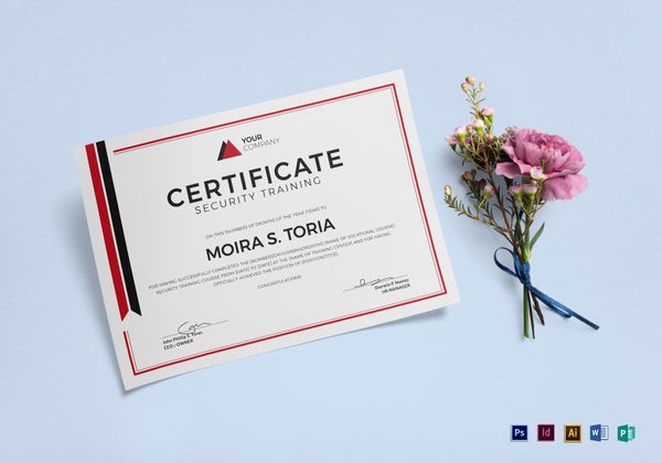Security Training Certificate Design Template in PSD, Word, Publisher ...