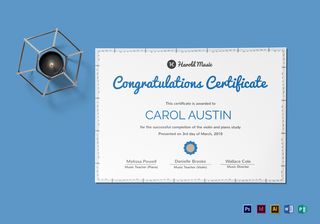 Music Training Completion Certificate Design Template in PSD, Word ...