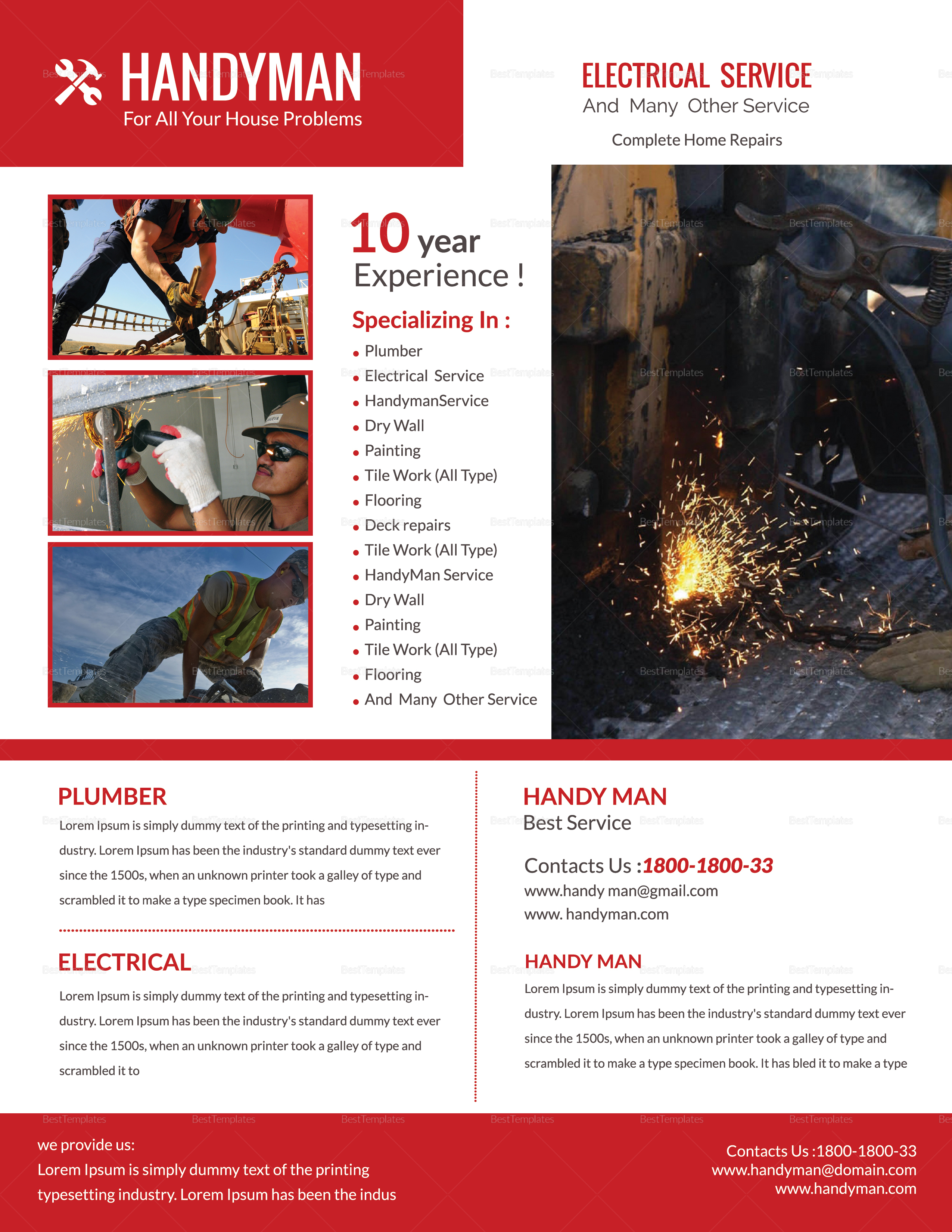 Electrical Handyman Flyer Design Template in PSD, Word, Publisher