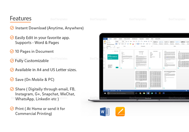 Monthly Report Template in Word, Google Docs, Apple Pages